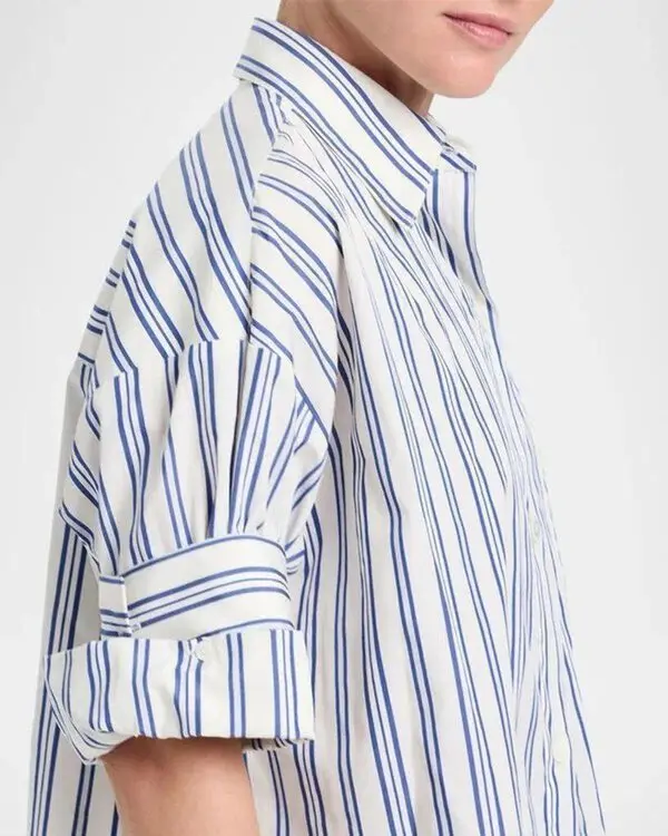 TWP Next Ex Cropped Cotton Poplin Shirt - Ivory Mult