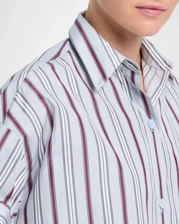 TWP Next Ex Cropped Cotton Poplin Shirt - Light Grey