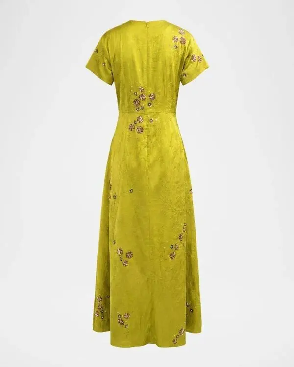 LOVEBIRDS Flora Crinkled Sequin Applique Maxi Dress