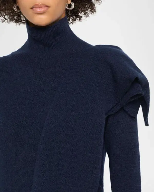 ZANKOV Melissime Turtleneck Wool-cashmere Ruffle Sweater