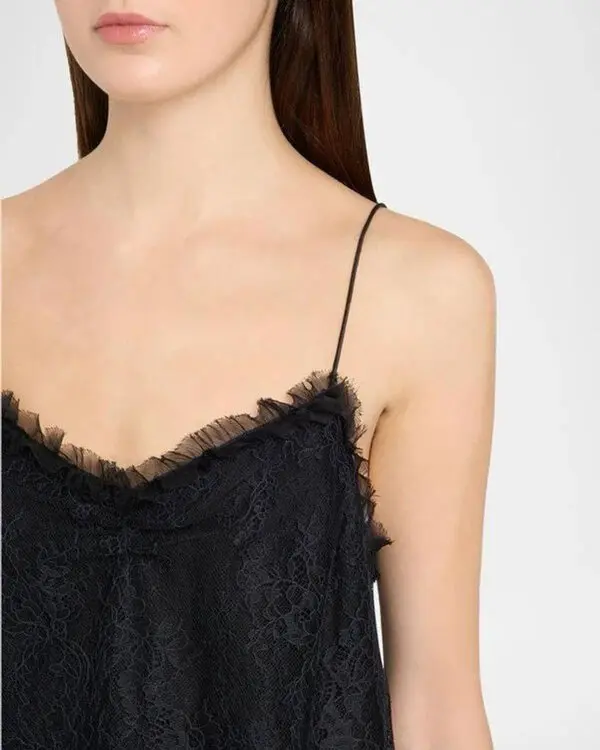 LoveShackFancy Ferni Floral Lace Tank Top - Black