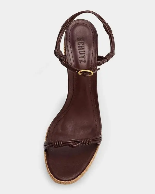 Schutz 100mm Nara Leather Espadrille Platform Sandals