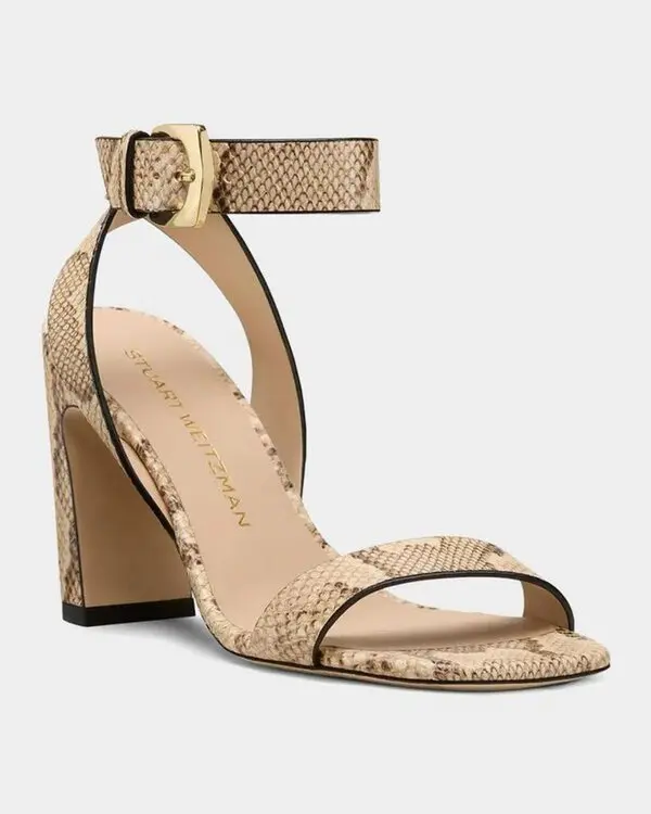 STUART WEITZMAN 85mm Sai Snake-printed Leather Ankle-strap Sandals