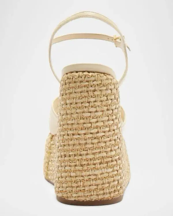 Schutz 120mm Keefa Leather And Raffia Platform Sandals