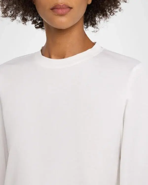 Brunello Cucinelli Long-sleeve Monili Crewneck Cotton T-shirt - Bianco