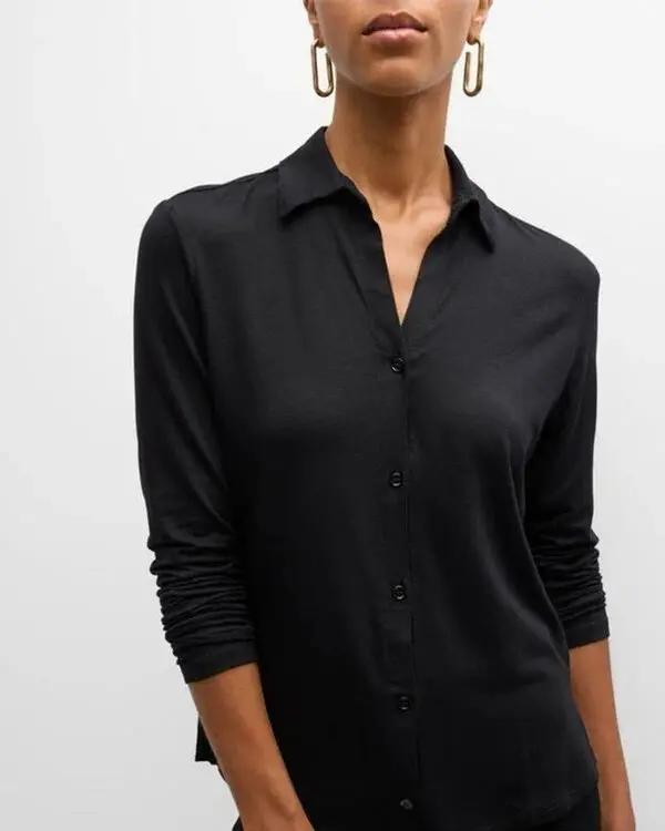 Majestic Filatures Soft Touch Button-front Shirt - Noir 002