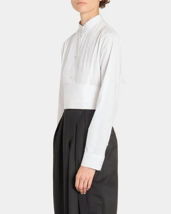 Alaïa Cummerbund Cotton Cropped Shirt