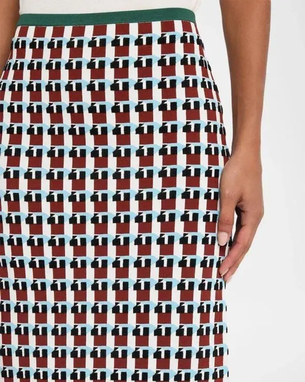 ZANKOV Raven Geo Wool Midi Skirt