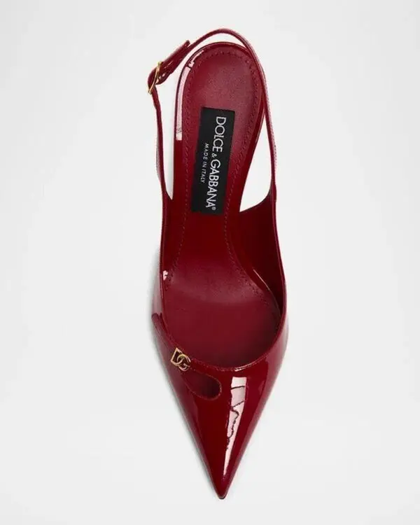 Dolce & Gabbana 90mm Dg Vernice Patent Leather Slingback Pumps - Rosso