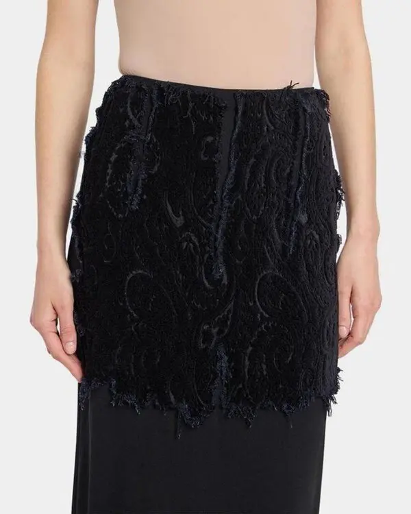 MAISON MARGIELA Textured Paisley Maxi Skirt - Black