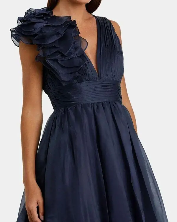 Mac Duggal Chiffon Sleeveless Fit-and-flare Midi Dress - Midnight