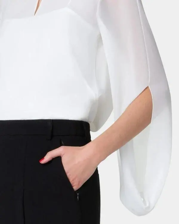 Akris Silk Georgette Blouse With Slit Sleeves