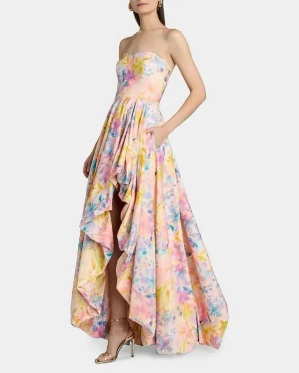 AS IT MAY Ava Floral Faille High-low Gown