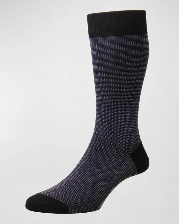 Pantherella Apos;s Tewkesbury Birdseye Socks - Blue Pattern