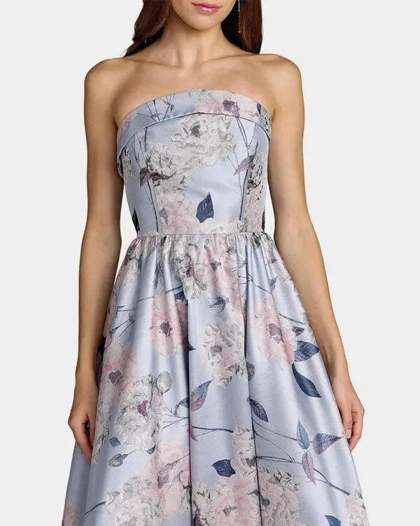 Mac Duggal Floral Brocade Strapless Ball Gown