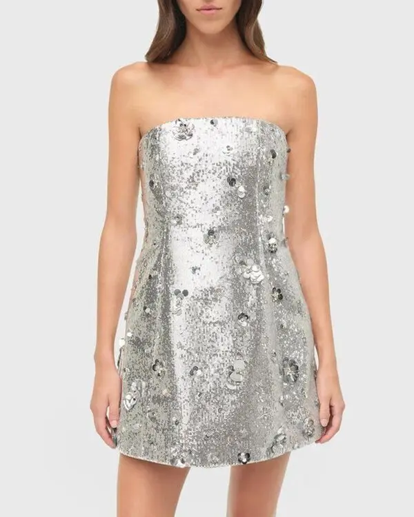 Simkhai Arta Strapless Sequin A-line Mini Dress