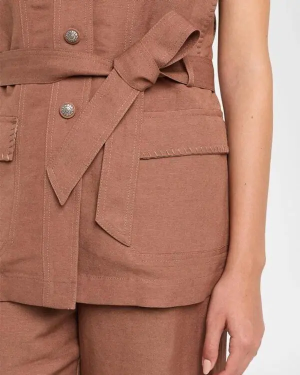 Kobi Halperin Beckett Belted Linen Vest