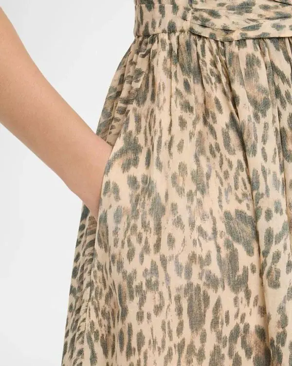UNGARO Jillian Sleeveless Leopard-print Cotton Dress