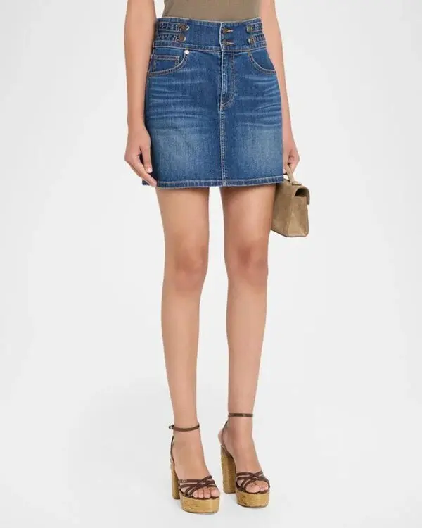 Ramy Brook Liv Denim Mini Skirt - Medium Was