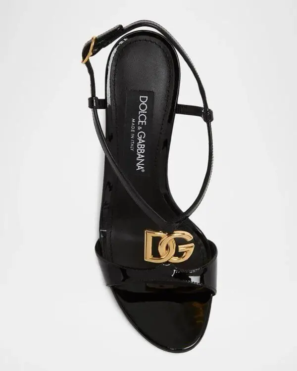 Dolce & Gabbana 105mm Dg Leather Ankle-strap Sandals - Nero