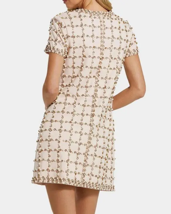 Mac Duggal Cocktail Beaded Sheath Mini Dress
