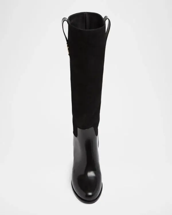 Dolce & Gabbana 60mm Dg Equestrian Mixed Leather Knee-high Boots