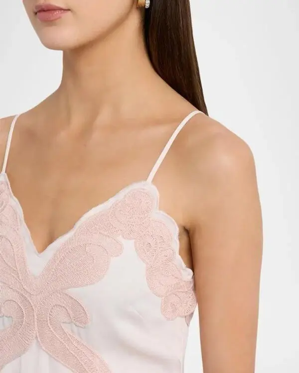Rag & Bone Ann Embroidered Satin Slip Dress - Blush