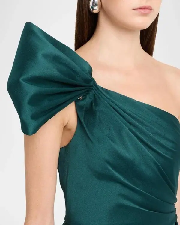 Aidan Mattox One-shoulder Stretch Mikado Gown