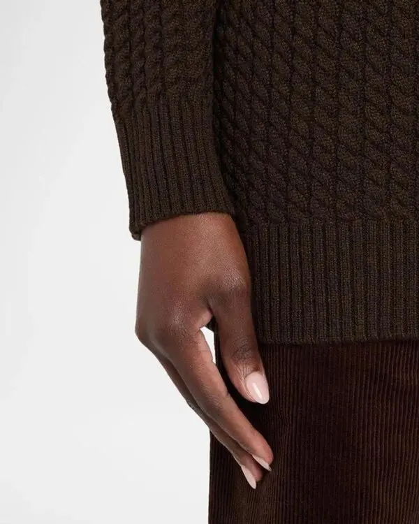 Lafayette 148 New York Cable-knit Cashmere Turtleneck Sweater