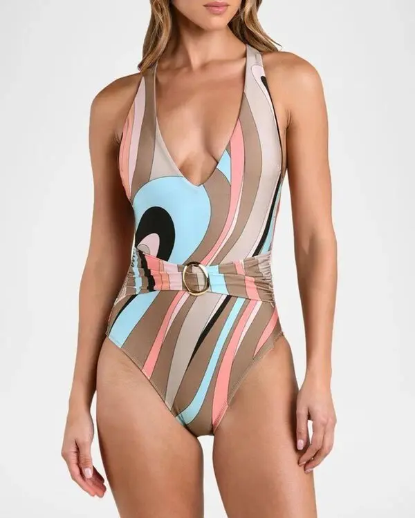 L & APOS;AGENCE Lisa Abstract Swirl One-piece Swimsuit