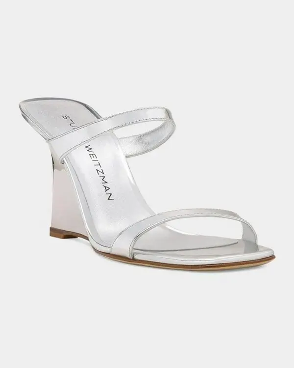 STUART WEITZMAN 85mm Vinnie Metallic Leather Wedges