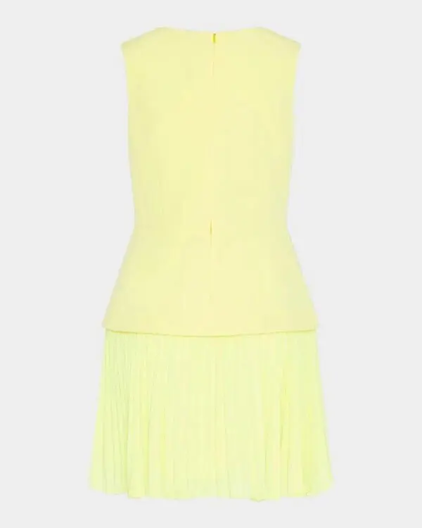 MILLY Haddy Pleated Minidress - Yellow