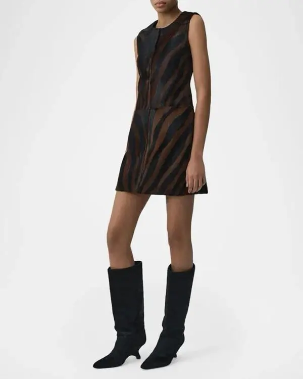 Simkhai Sonoma -striped Leather Mini Dress - Zebra