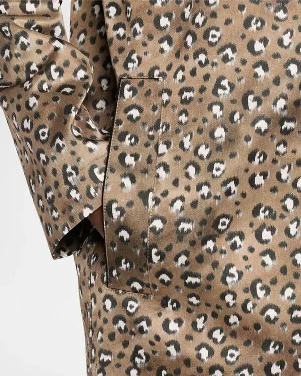 Lafayette 148 New York Leopard-print Straight Twill Coat - Brownstone