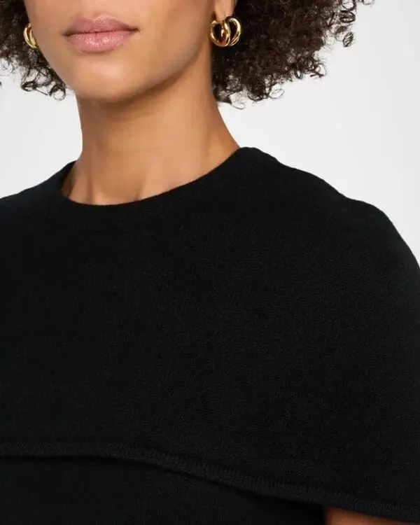 Simkhai Yuki Short-sleeve Cashmere Cape Top - Black