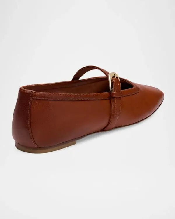 STUART WEITZMAN Sai Leather Mary Jane Ballerina Flats - Boho Tan