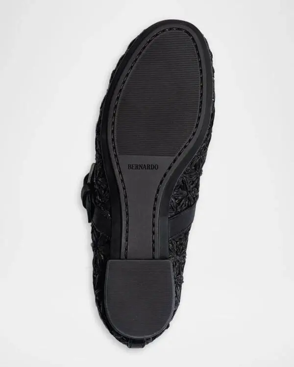 Bernardo Borden Raffia Mary Jane Ballerina Flats