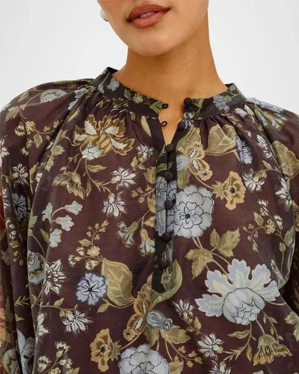 Rails Tali Floral Band-collar Shirt