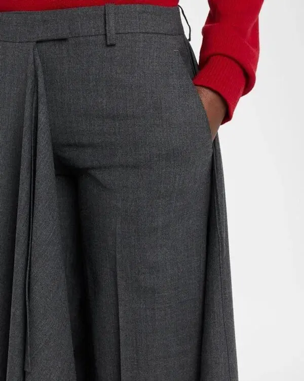Michael Kors Asymmetric Overskirt Straight-leg Trousers - Graphite Multi