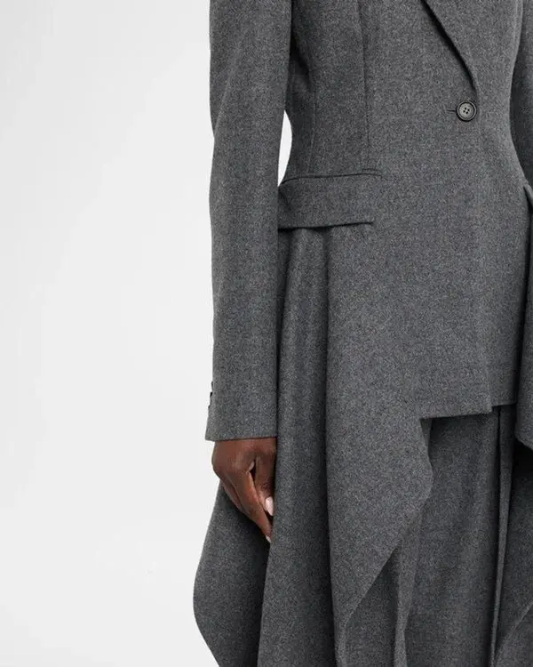 Michael Kors Draped Single-button Wool Blazer - Graphite Multi