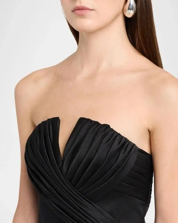 Aidan Mattox Strapless Draped Stretch Mikado Gown