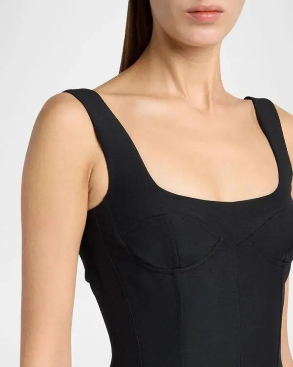 Alexander McQueen Sleeveless Square-neck Corset Midi Dress - Black