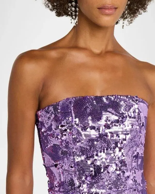 HELSI Linda Strapless Floral Sequin A-line Mini Dress - Violet