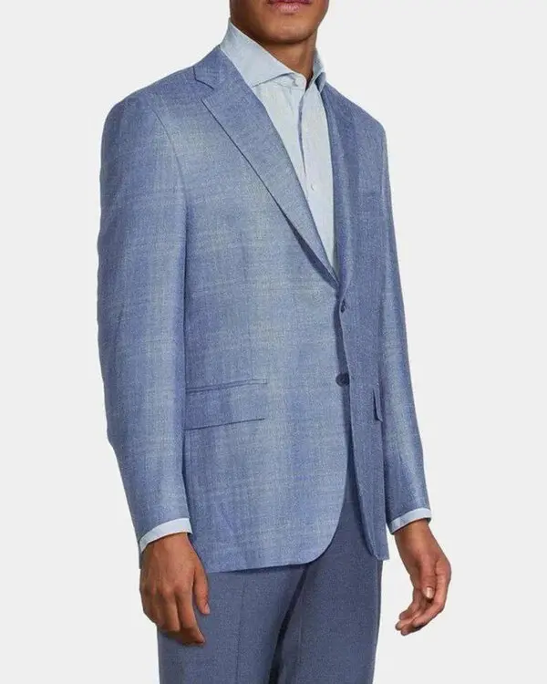 Canali Scratch Wool-silk-linen Sportcoat - Blue