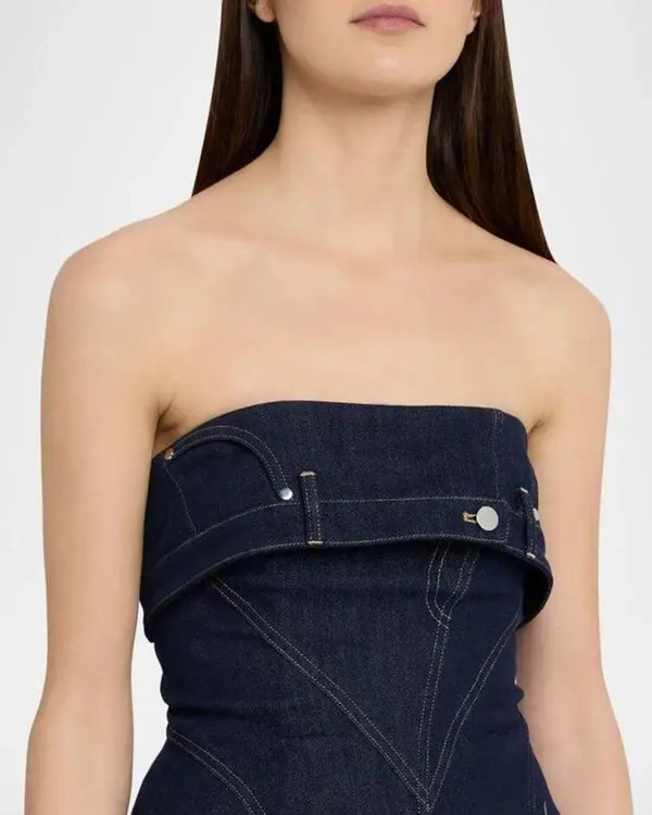 ET OCHS Jordan Strapless Corset Denim Jumpsuit - Midnight