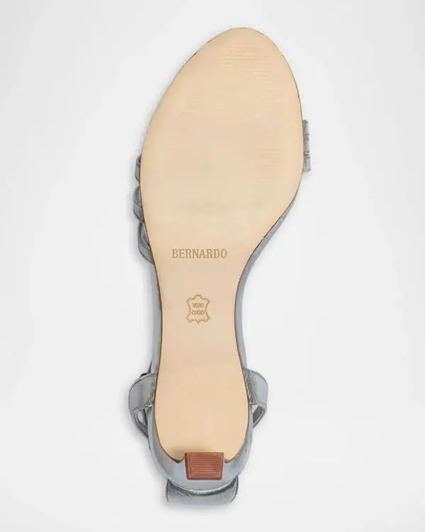 Bernardo 40mm Lima Leather Ankle-strap Kitten-heel Sandals - Silver