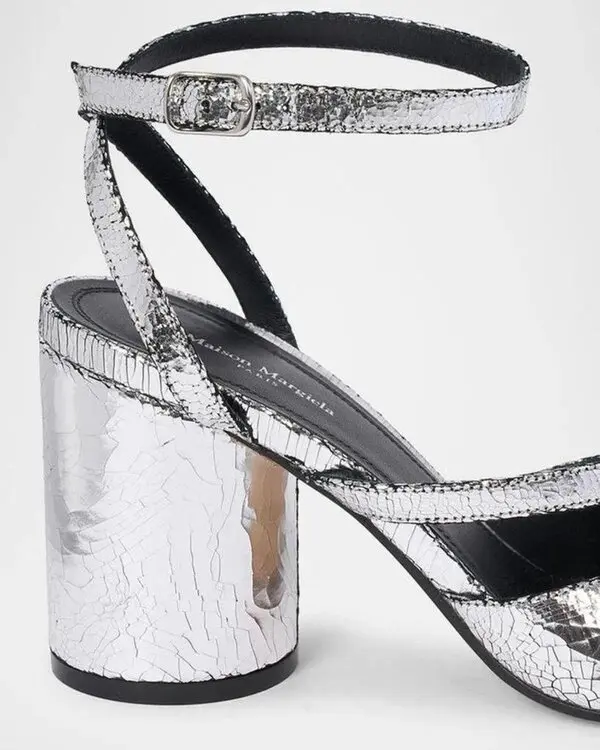 MAISON MARGIELA Tabi Broken Mirror Leather Split-toe Pumps - Silver