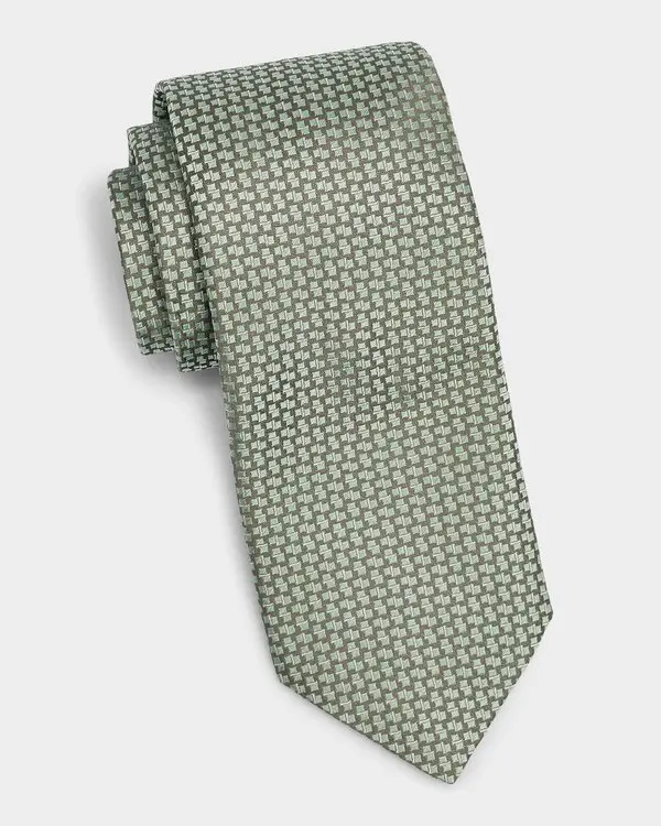 Canali Apos;s Geometric Woven Silk Tie