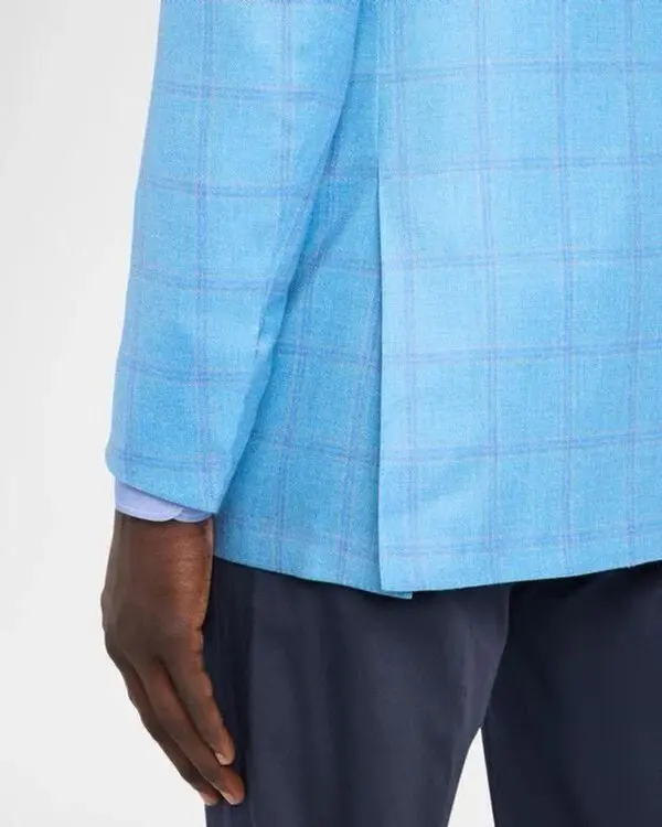 Kiton Apos;s Light Teal Windowpane Jacket