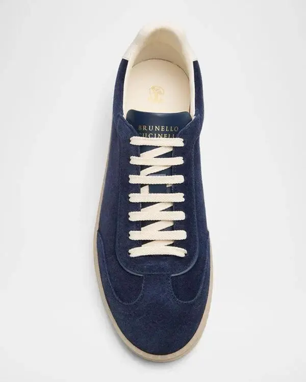 Brunello Cucinelli Apos;s Suede T-toe Low-top Sneakers - Blue